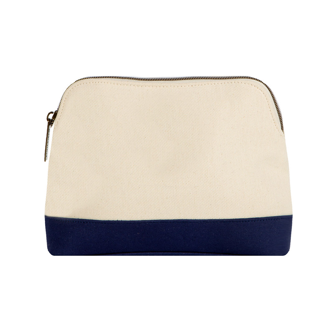 Personalized Navy Blue Canvas Cosmetic Case