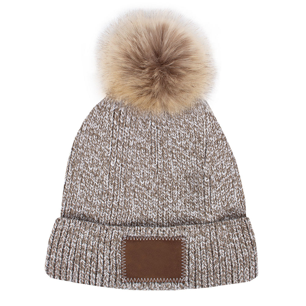 Monogrammed Beanie with Faux Fur Pom-Pom - Marleylilly