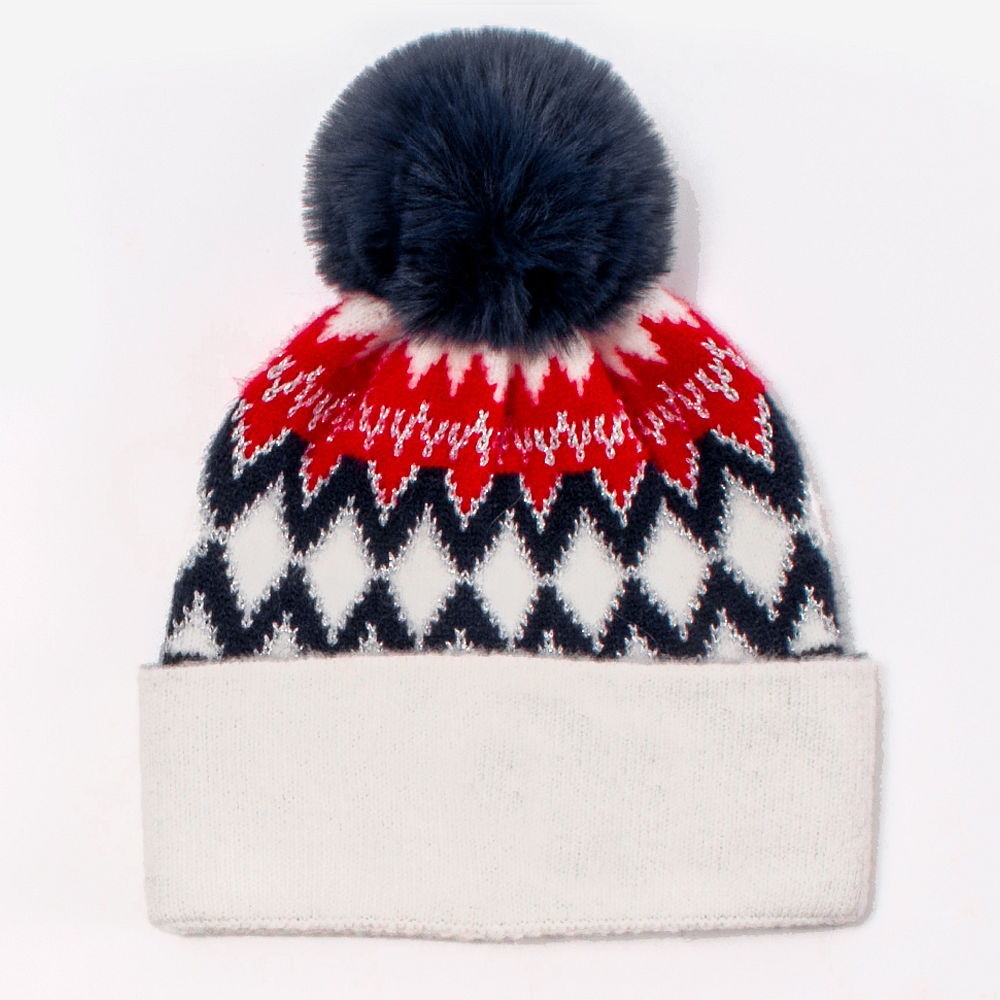 Personalized Faux Fur Pom Pom Knit Beanie