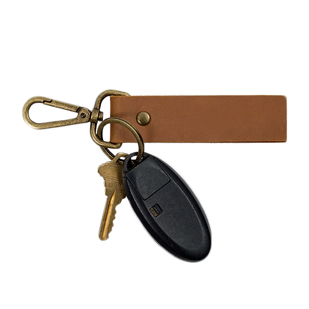 Monogrammed Antiqued Leather Key Fob