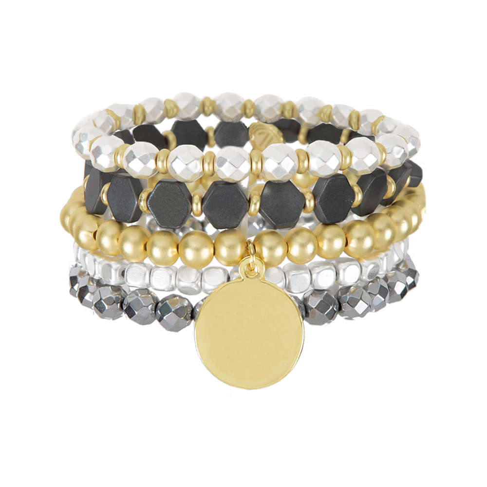 Personalized Metallic Bracelets | Stack of 5 Stretch Bracelets