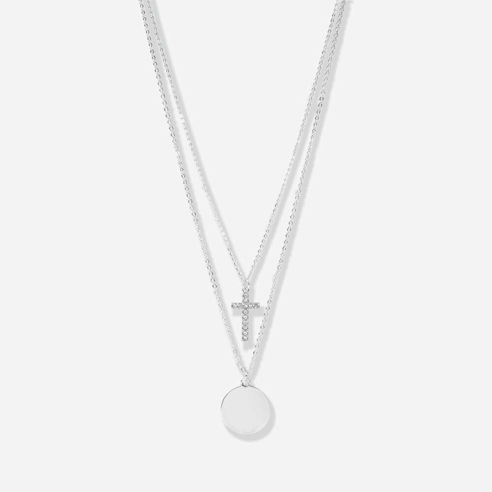 Monogrammed Layered Cross Necklace - Marleylilly