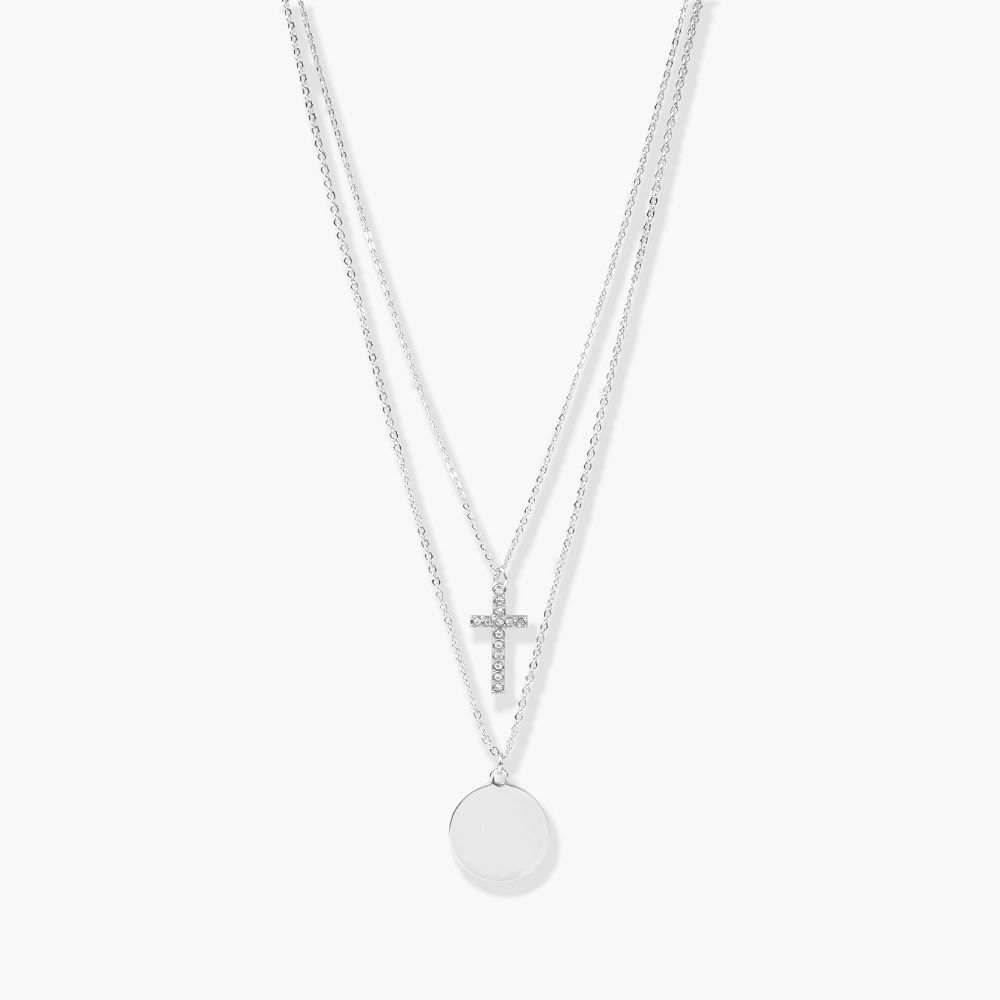 Monogrammed Layered Cross Necklace - Marleylilly
