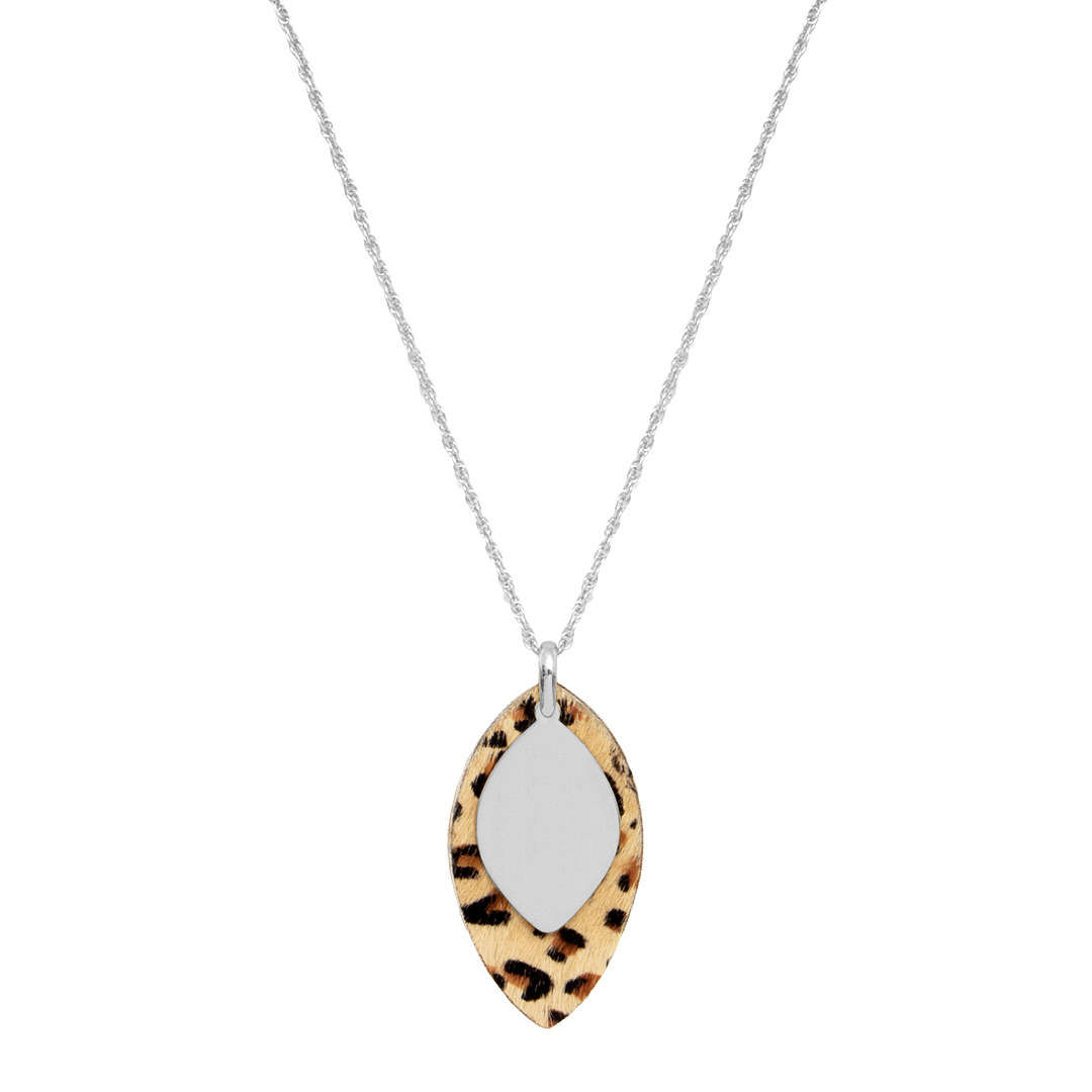 Monogrammed Leopard Leaf Pendant Necklace - Marleylilly