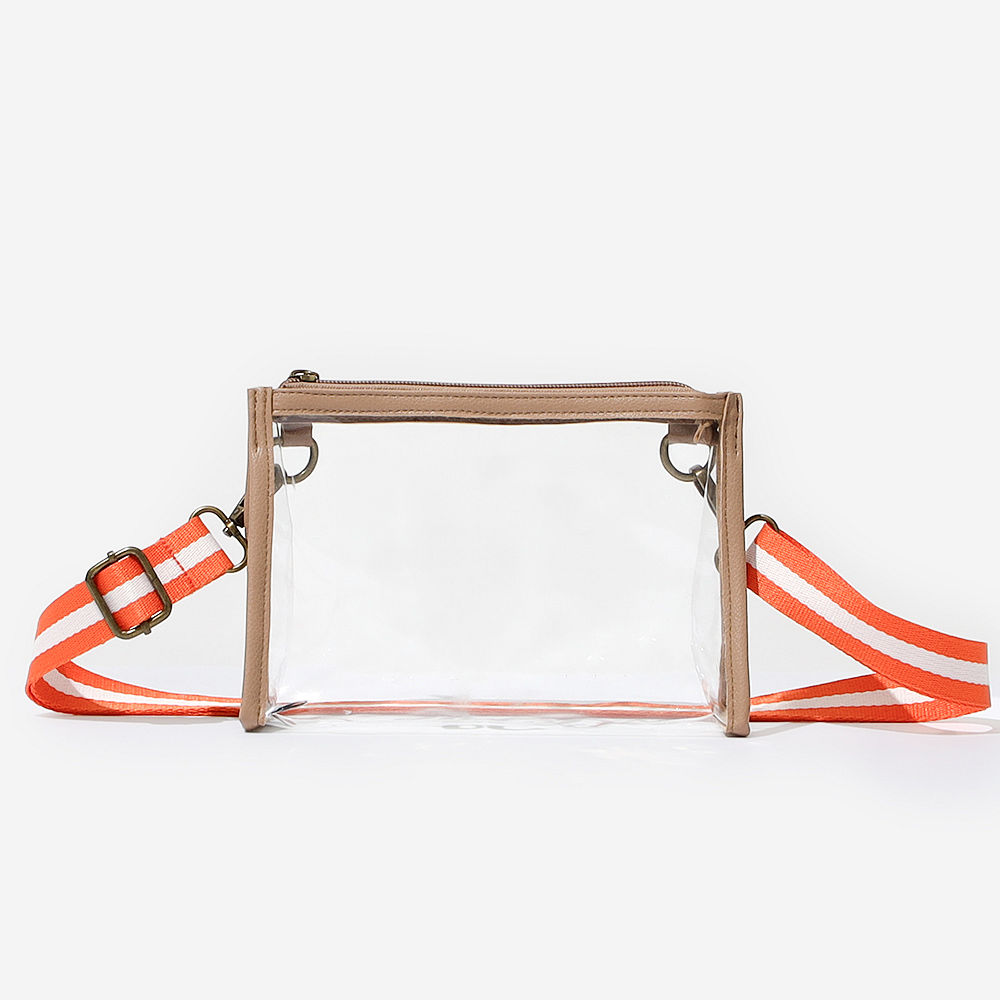 Personalized Clear Pouch with Statement Crossbody Strap | Marleylilly