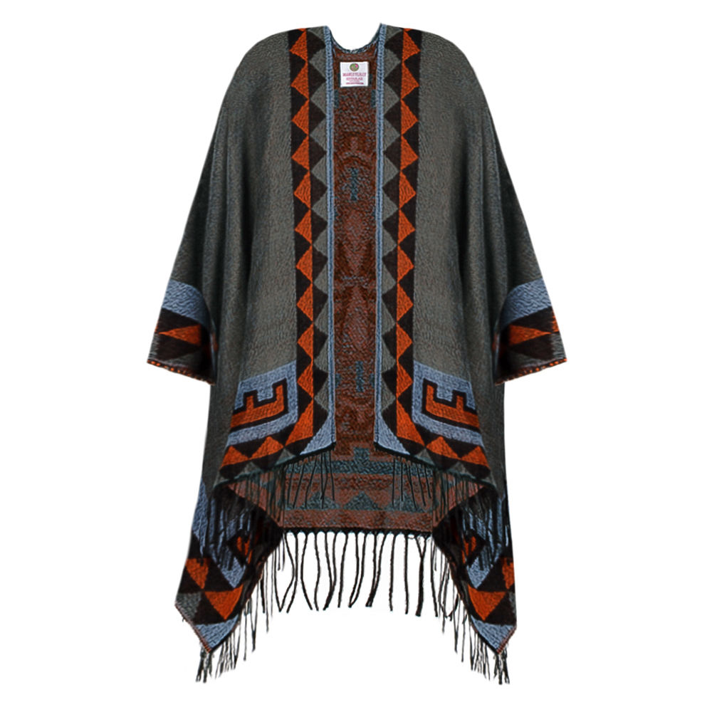 Ladies Aztec Fringe Poncho | Marleylilly