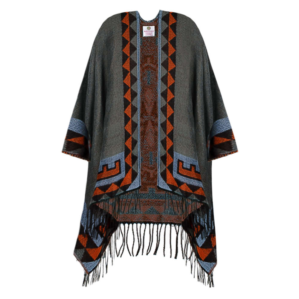 Ladies Aztec Fringe Poncho | Marleylilly