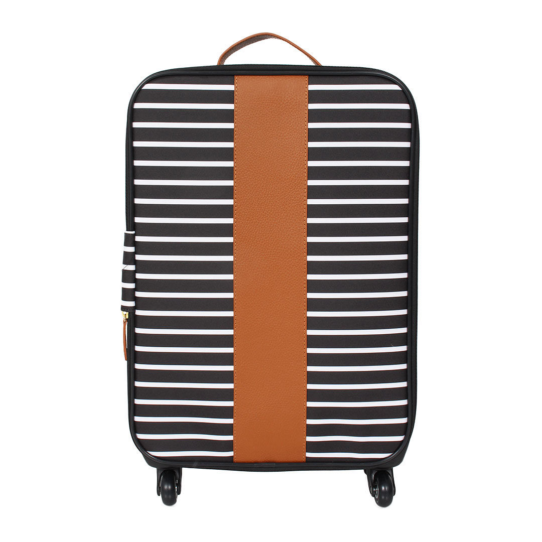 Personalized Black & White Stripe Suitcase - Marleylilly