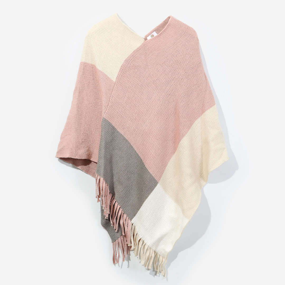 Monogrammed Colorblock Poncho w/ Fringe - Marleylilly