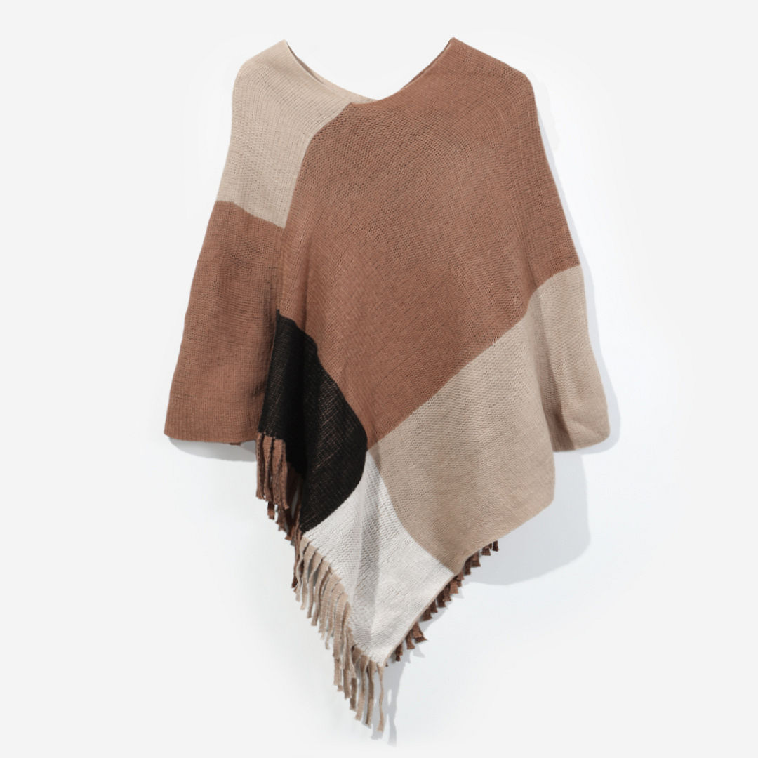 Monogrammed Colorblock Poncho w/ Fringe - Marleylilly
