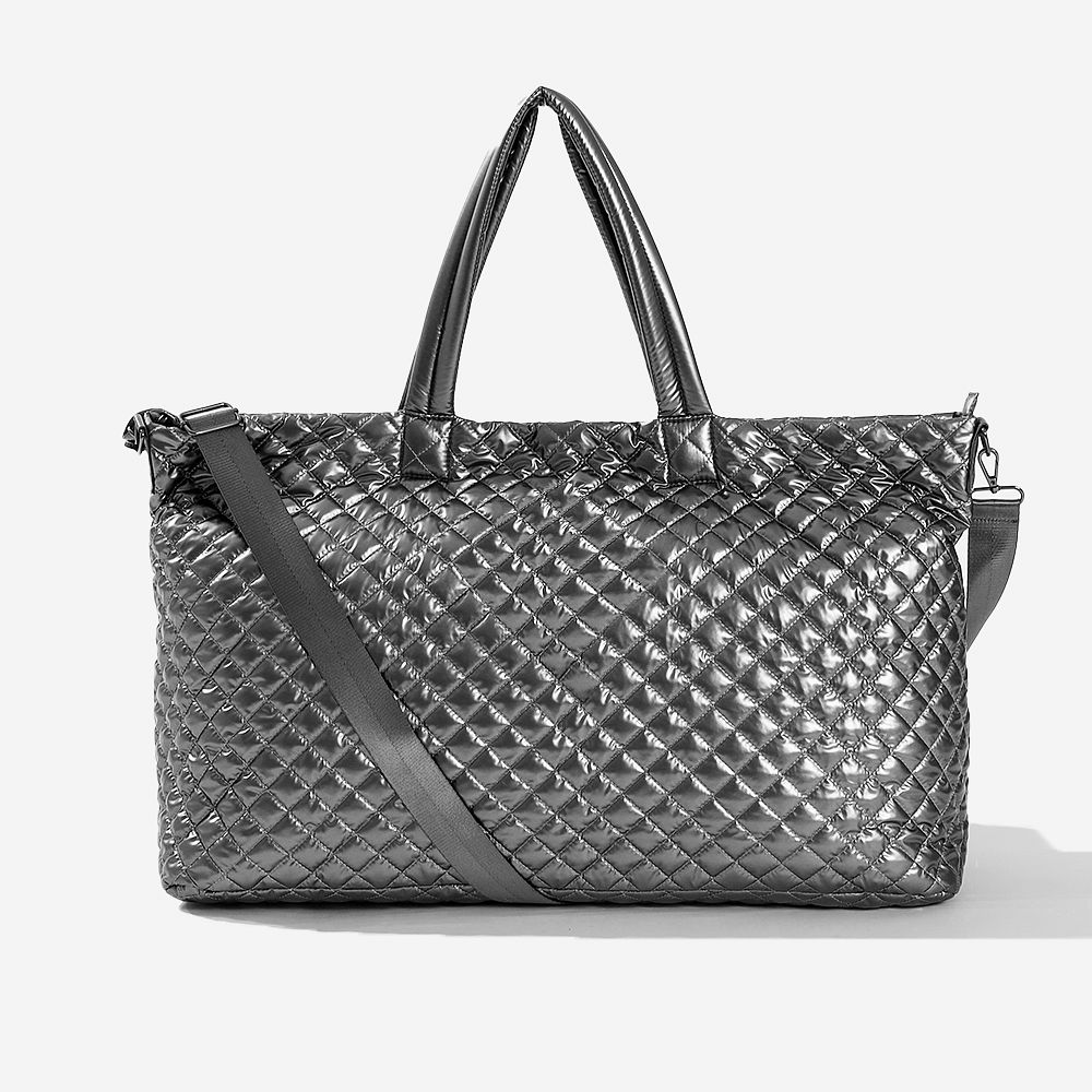 Monogrammed Diamond patterned Quilted Weekender