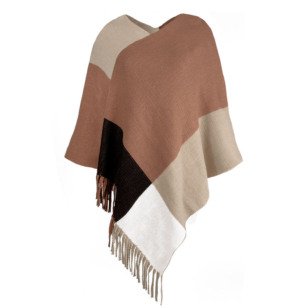 Monogrammed Colorblock Poncho w/ Fringe - Marleylilly