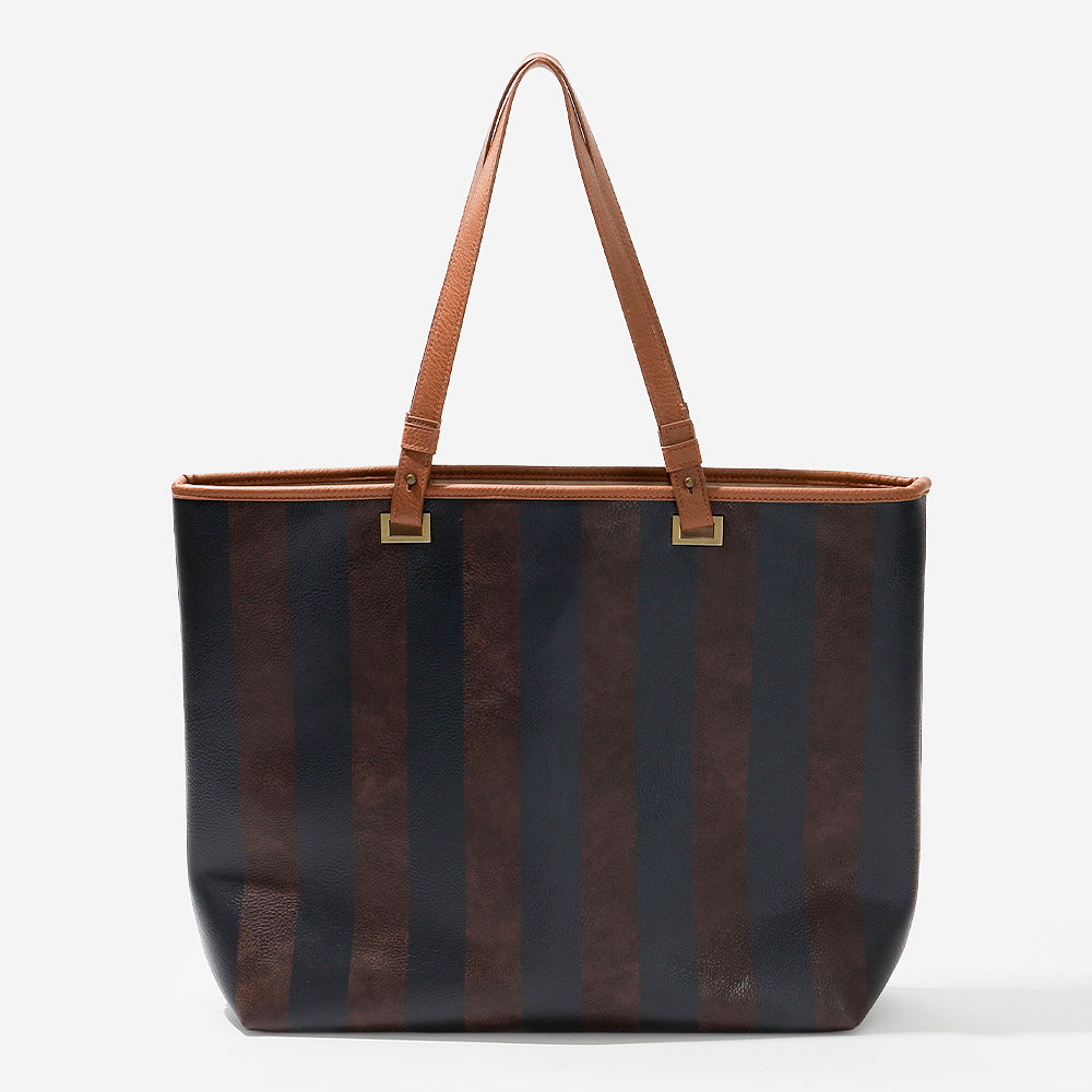 Personalized Metallic Striped Tote Bag