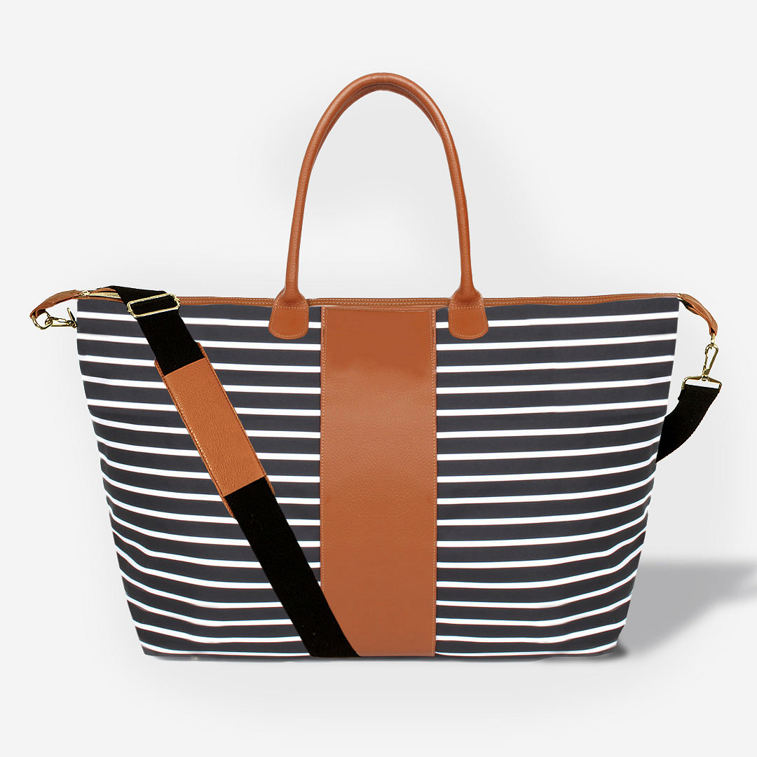 Black and White Striped Weekender Bag — Marleylilly