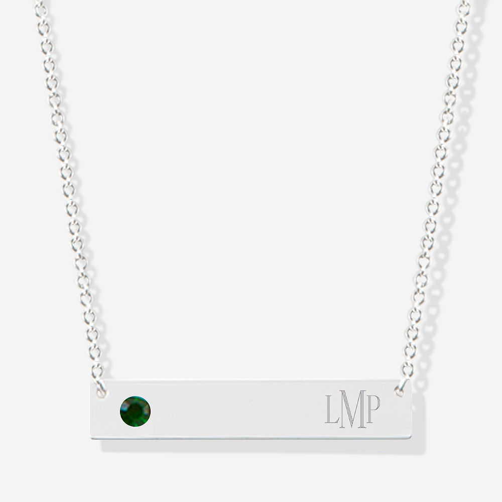 Birth Month Gem Bar Necklace
