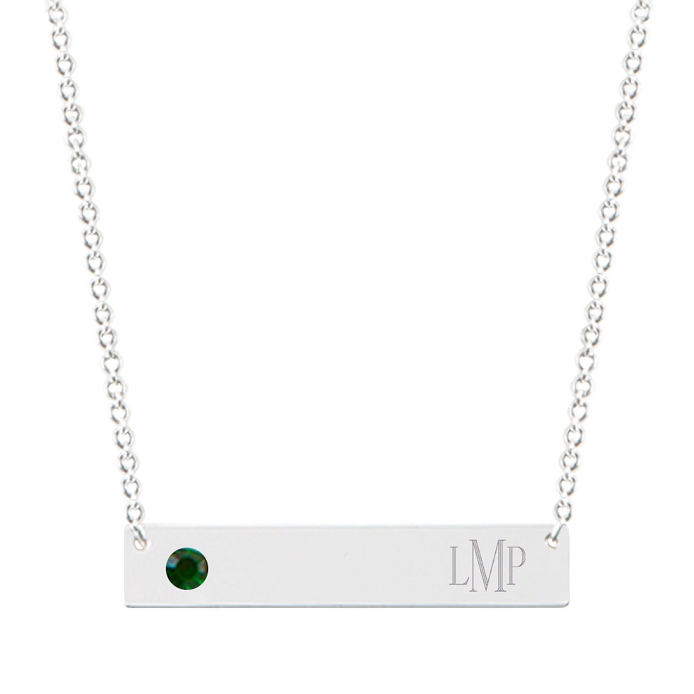 Birth Month Gem Bar Necklace