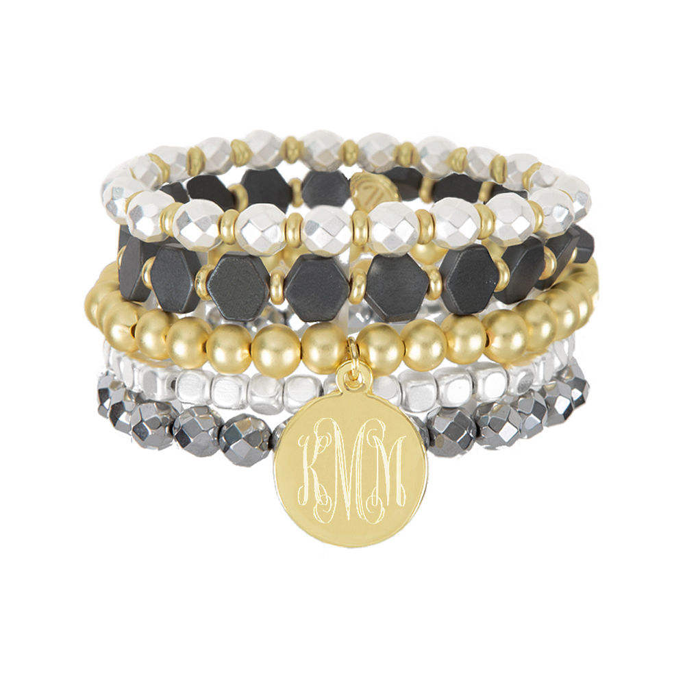 Personalized Metallic Bracelets | Stack of 5 Stretch Bracelets