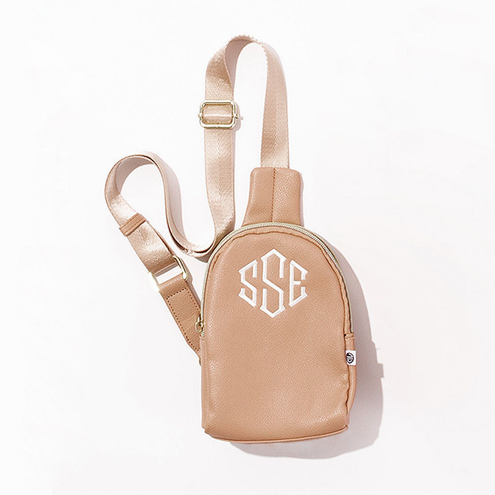 Personalized Faux Leather Sling Bag | Marleylilly