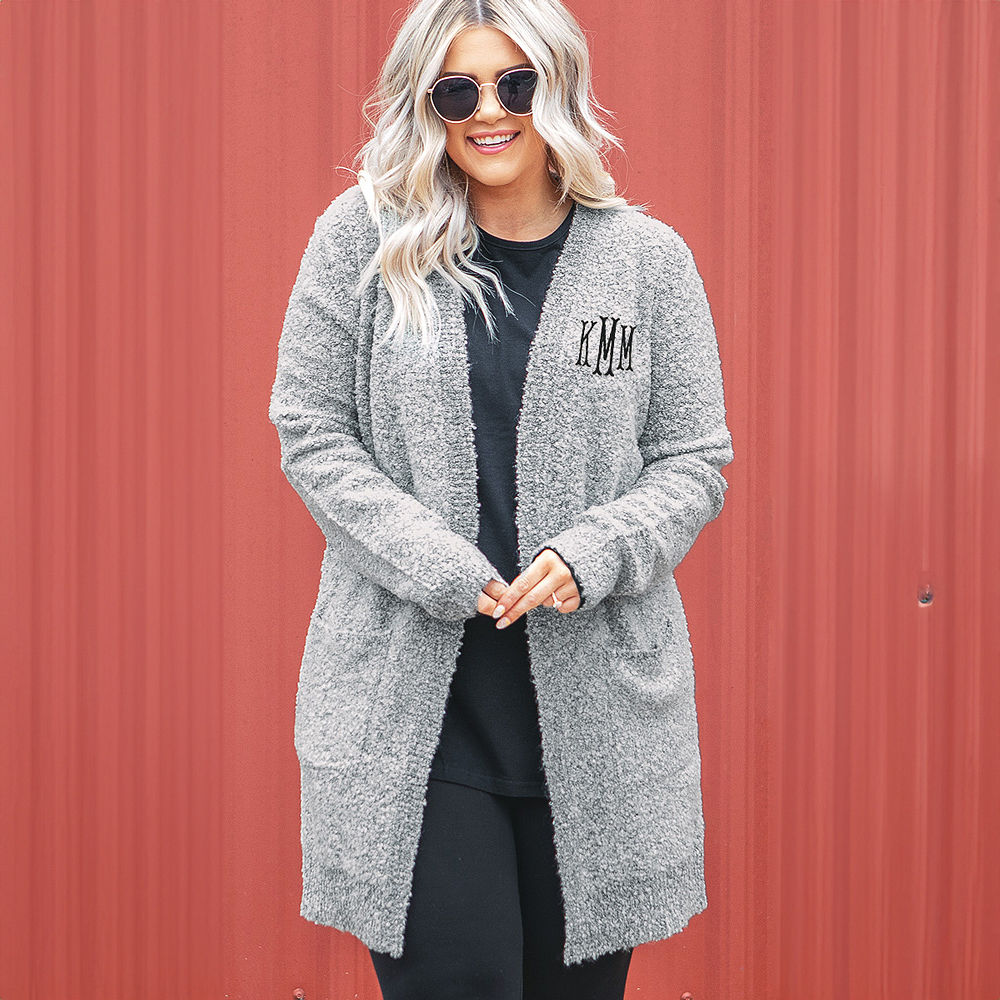 Monogrammed & Oversized Boyfriend Cardigan— Marleylilly