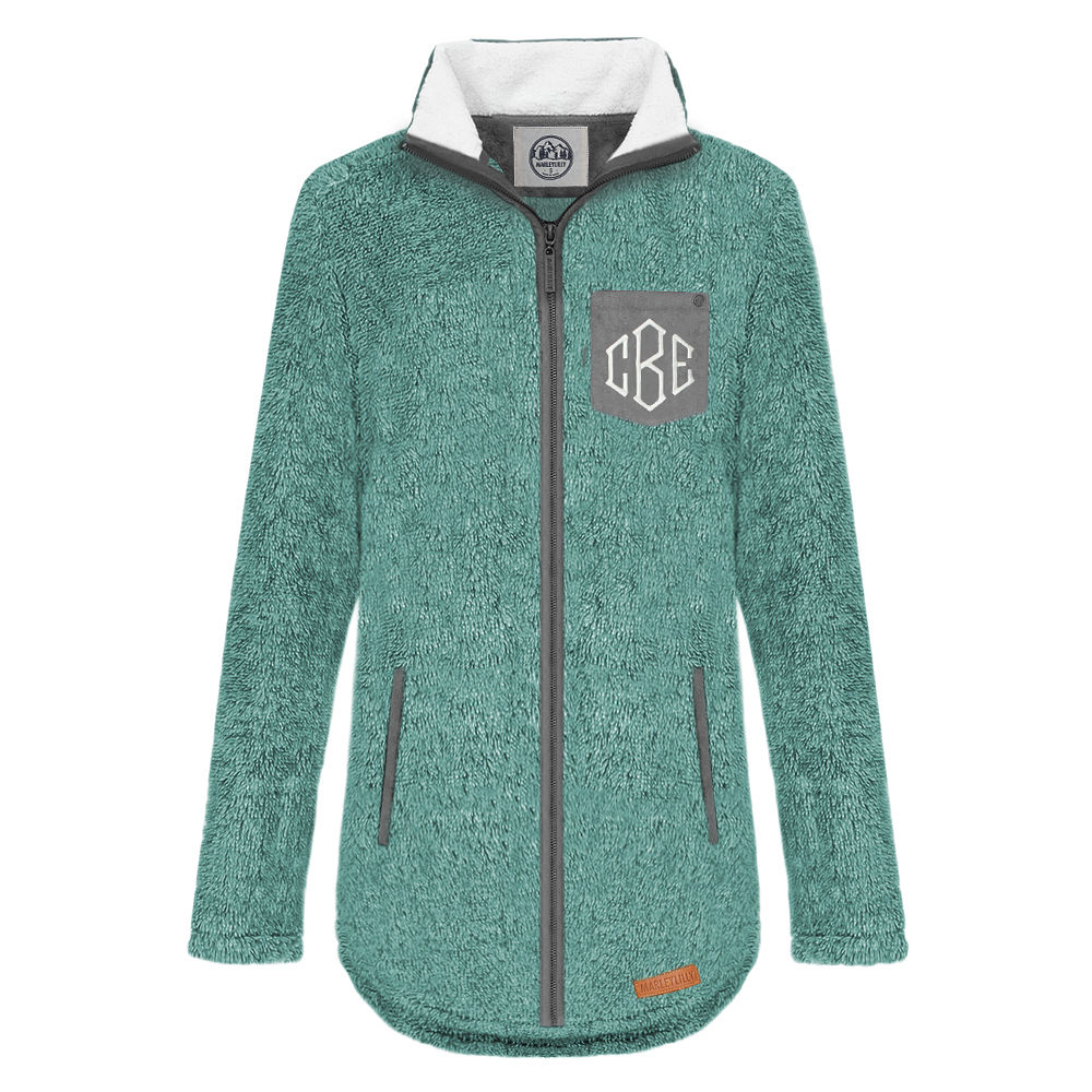 Monogrammed Fleece Jacket with Sherpa — Marleylilly