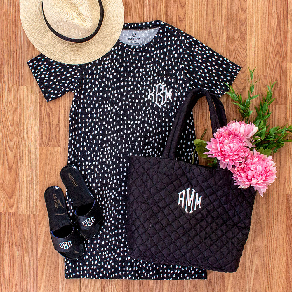 Monogrammed T-Shirt Dress, Short Sleeve - Marleylilly