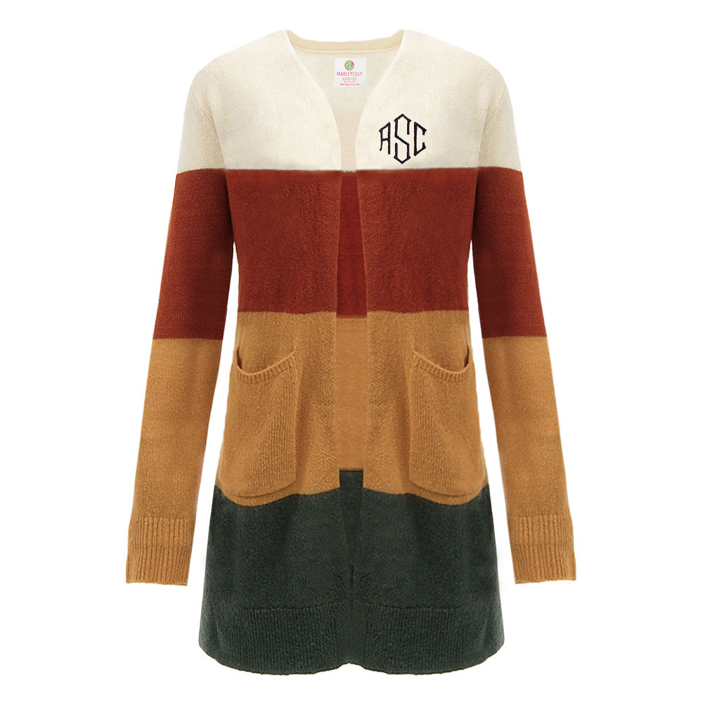 Multicolor Monogrammed Cardigan — Marleylilly