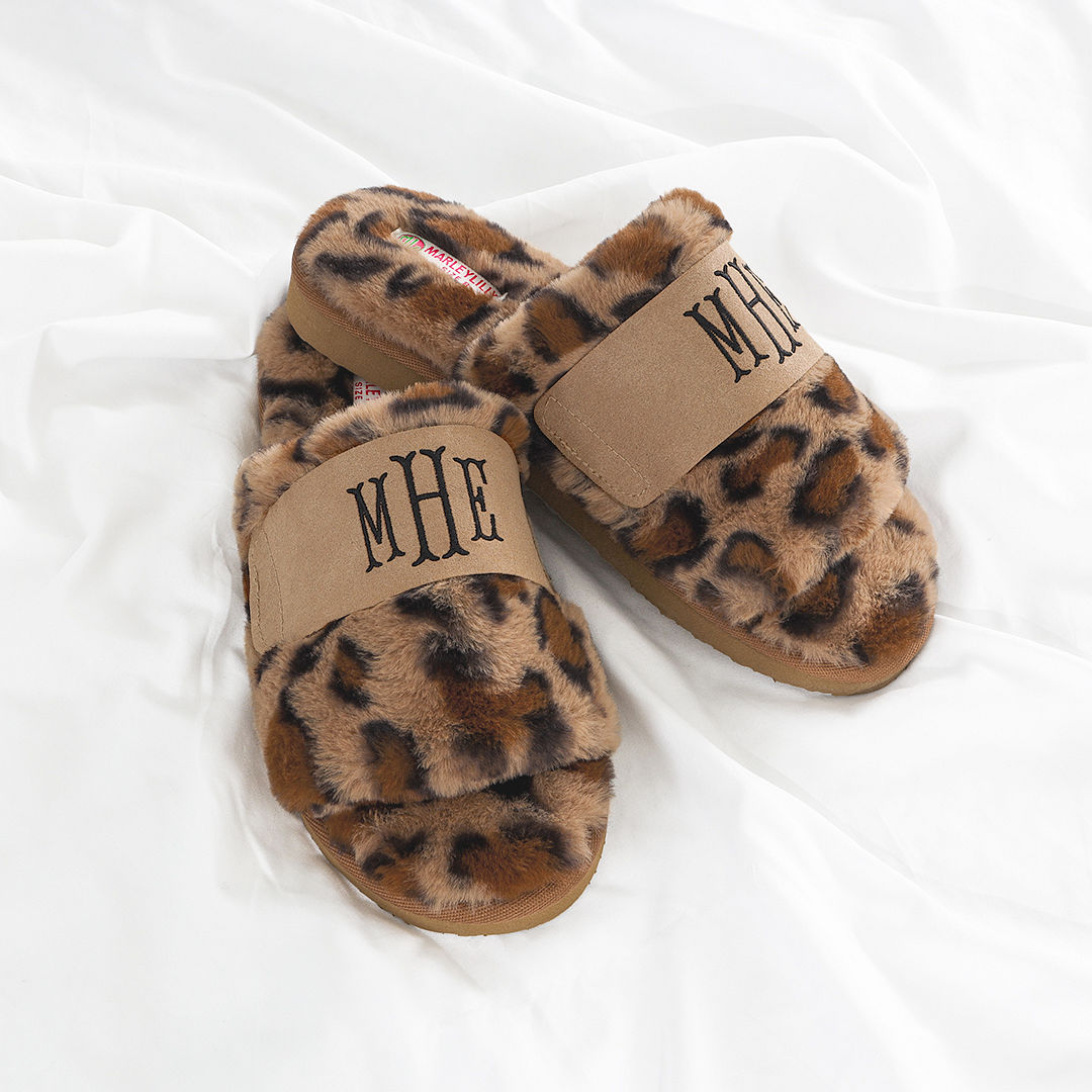 Faux Fur Slide Slippers - Open Toe - Marleylilly.com