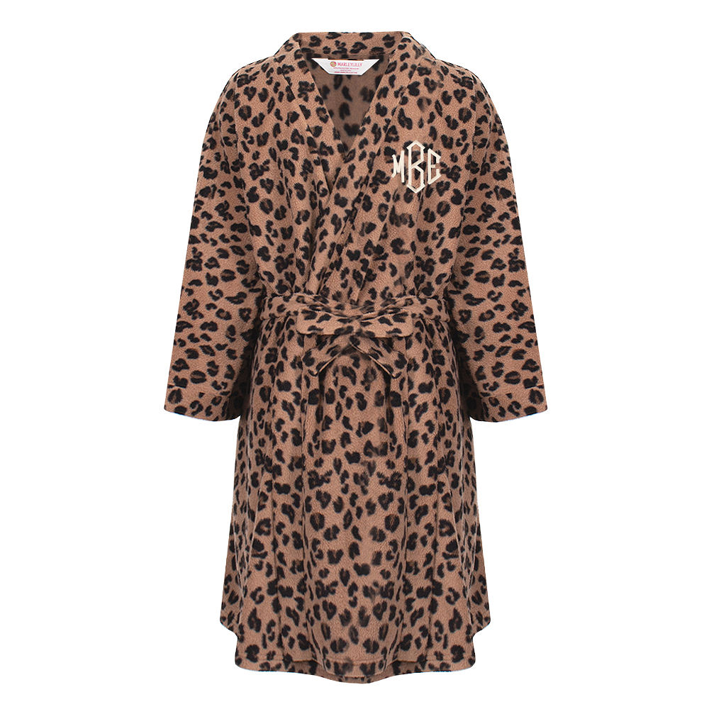 Personalized Leopard Print Fleece Robe – Marleylilly