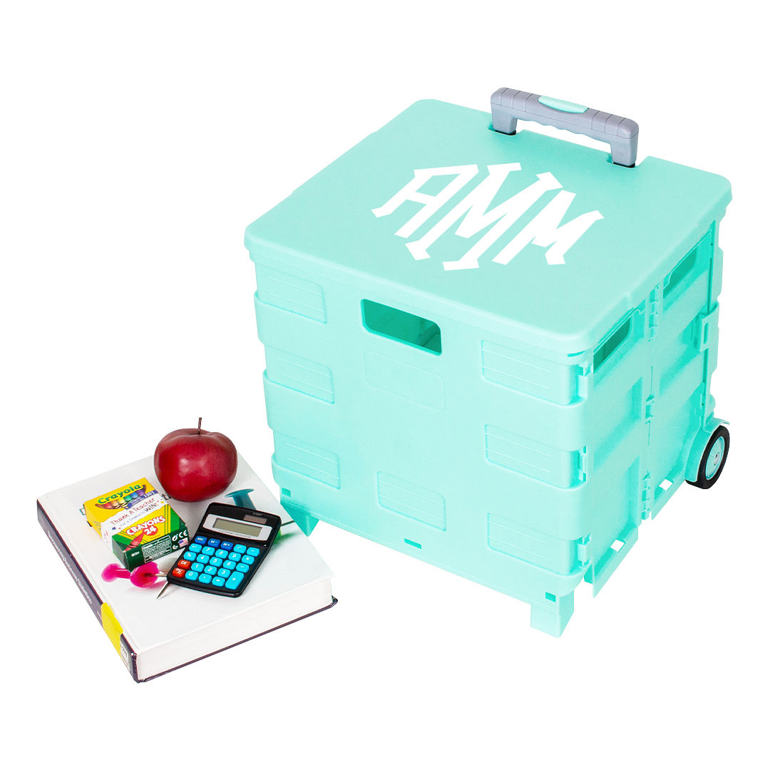Monogrammed Collapsible Rolling Cart - Marleylilly