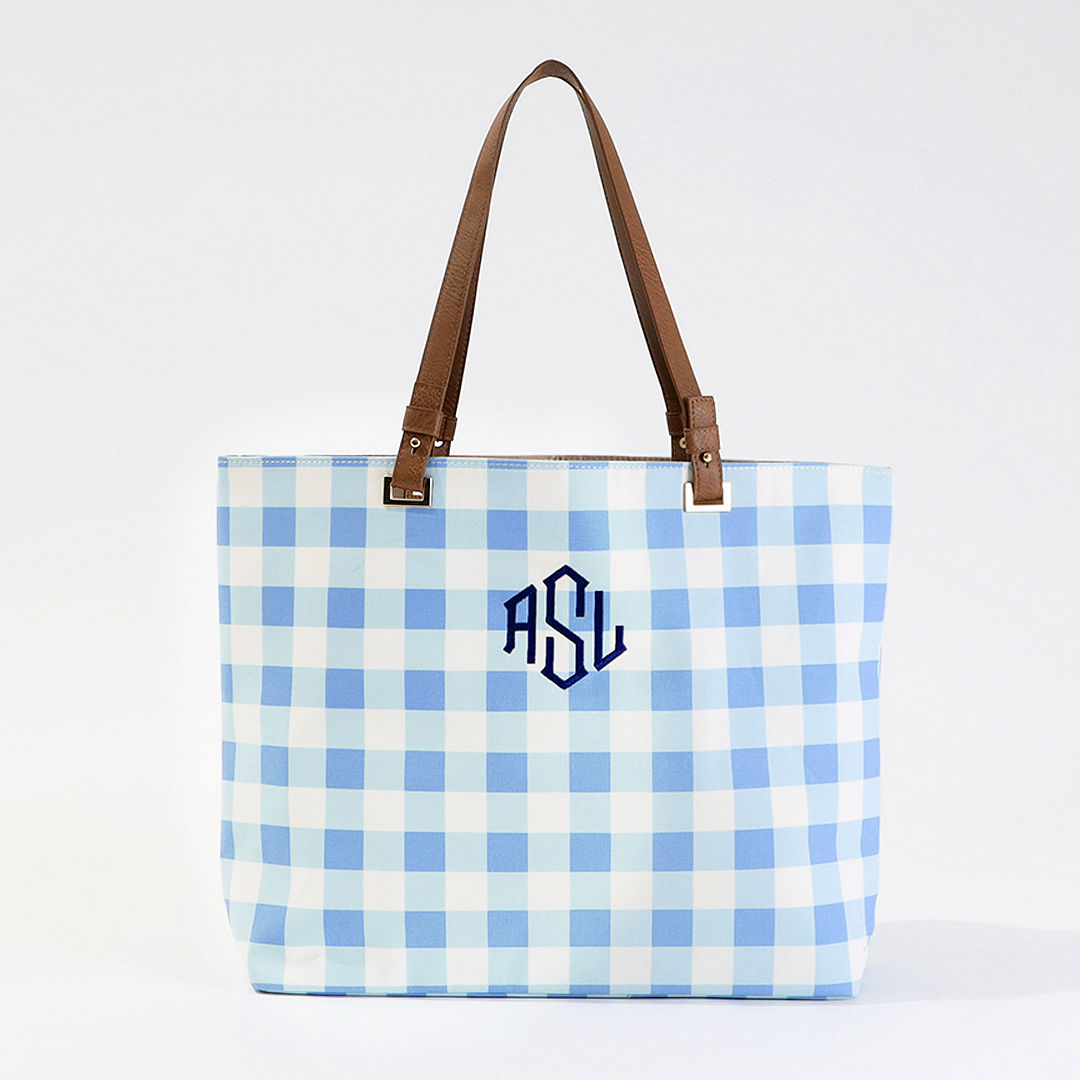 Personalized Gingham Tote Bag