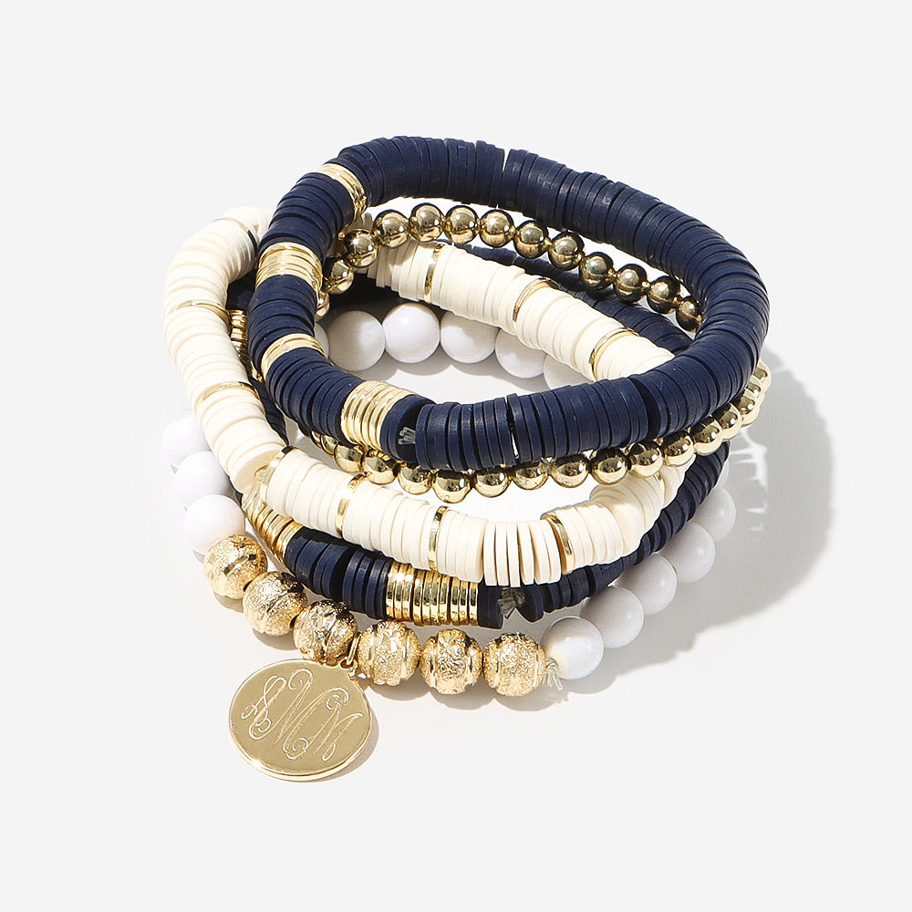 Monogrammed Nantucket Bracelet Stack | Set of 5 Bracelets