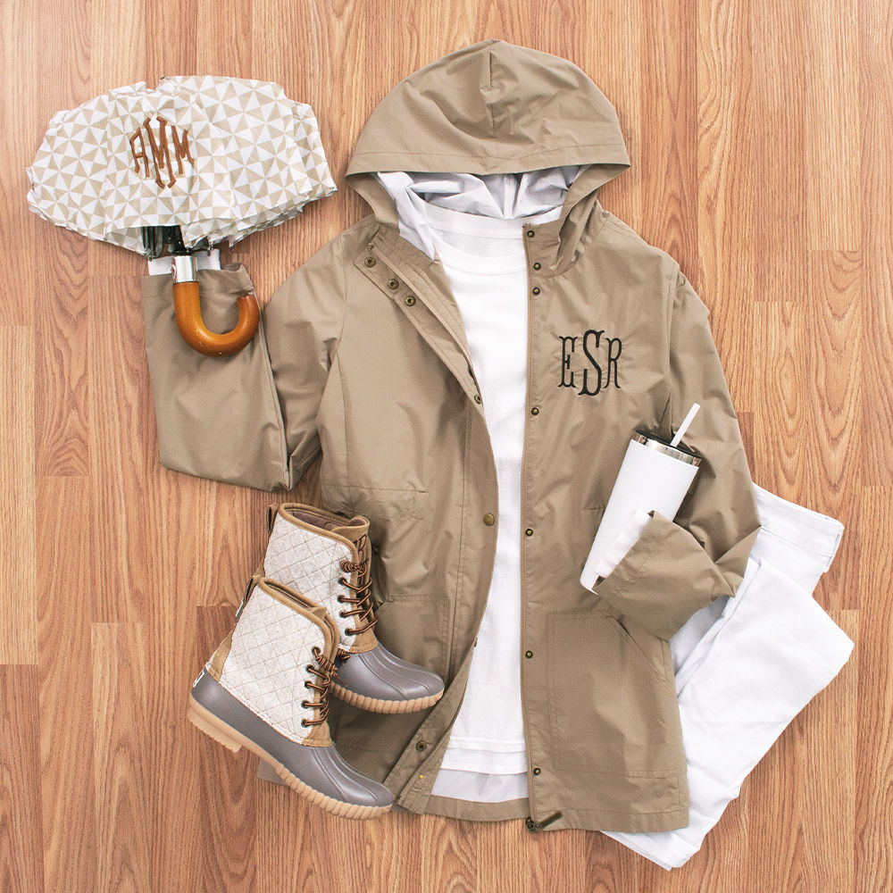Monogrammed Raincoat with Hood Women’s – Marleylilly