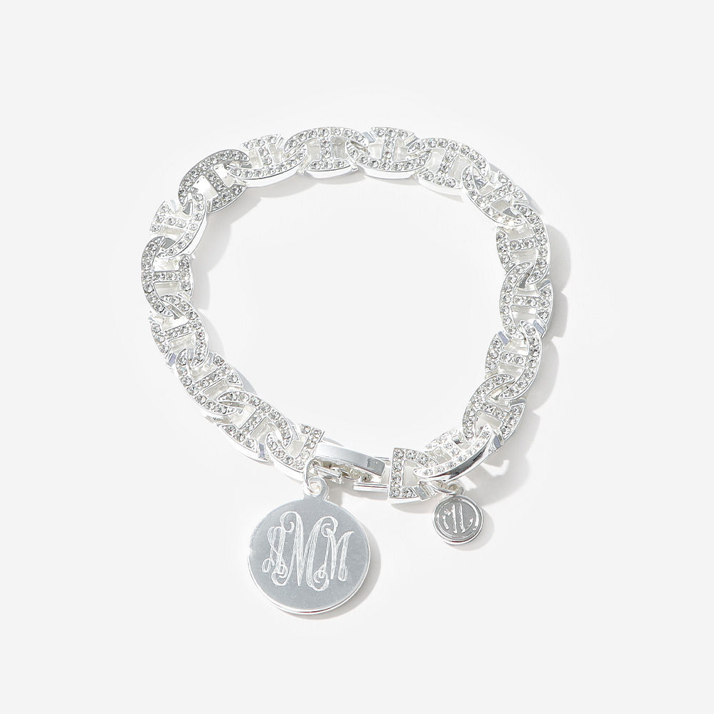 Personalized Chain Link Pave Bracelet - Marleylilly