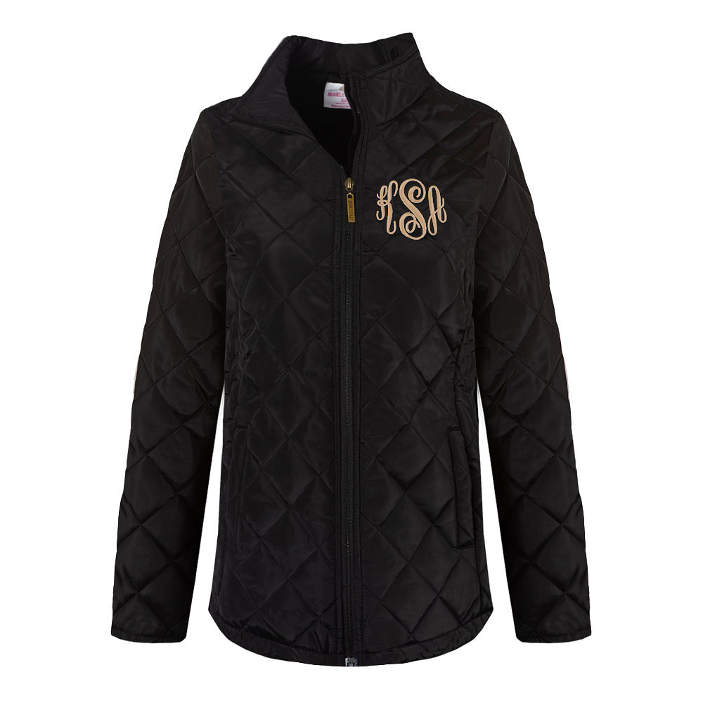 Personalized Puffer Jacket in Black - Marleylilly