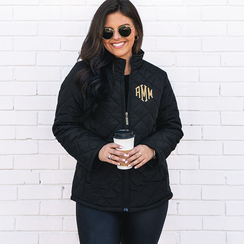 Personalized Puffer Jacket in Black - Marleylilly