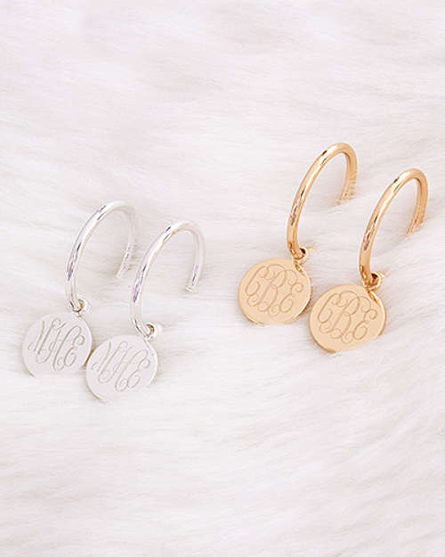 Monogrammed Earrings and Engraved Earrings - Marleylilly