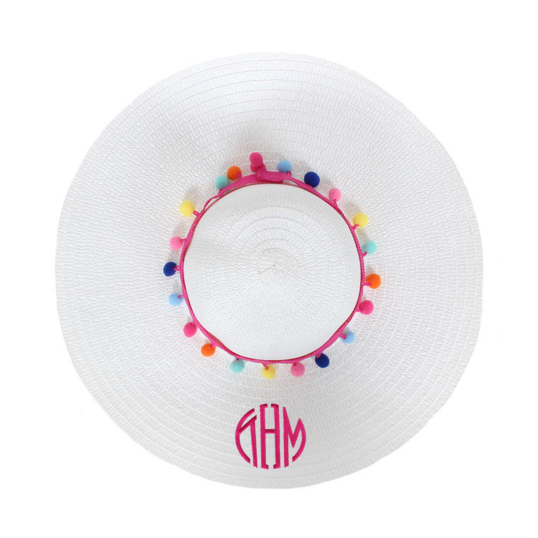 Monogrammed Pom Pom Sun Hat