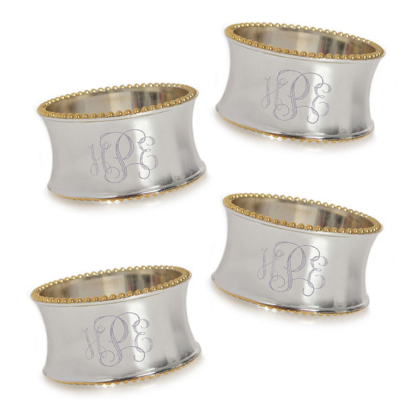 Monogrammed Napkin Ring Set