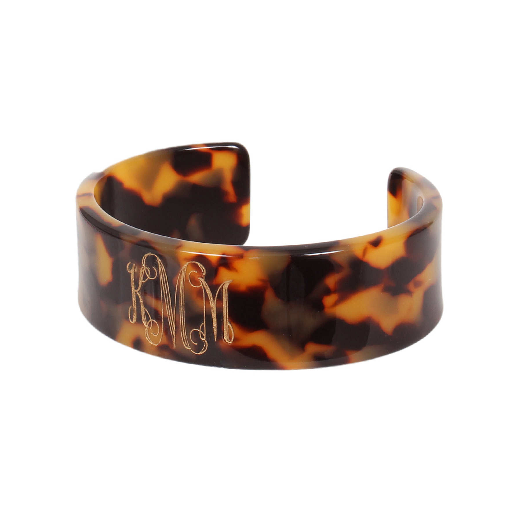 Monogrammed Tortoise Cuff Bracelet