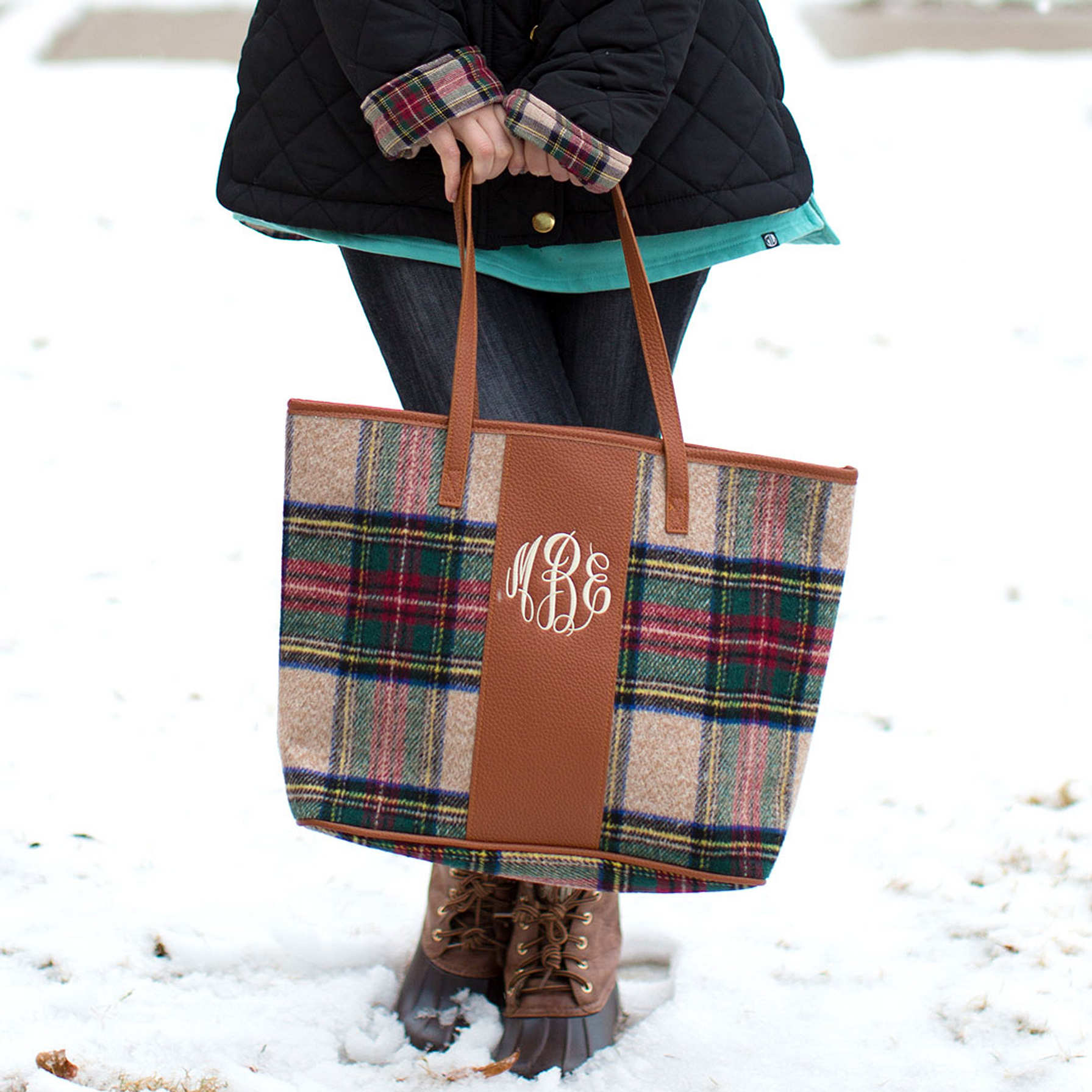 Monogrammed Plaid Tote Bag - Shop Custom Plaid Bags | Marleylilly