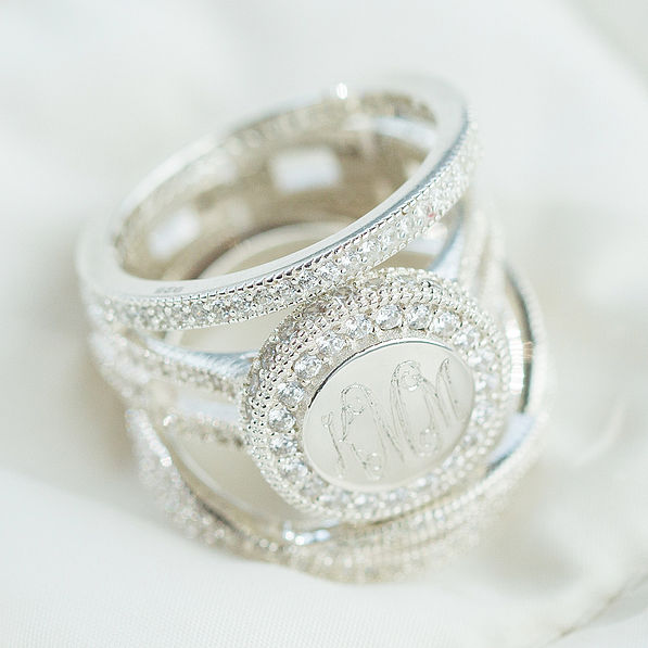Personalized Pave Rhinestone Ring Stack
