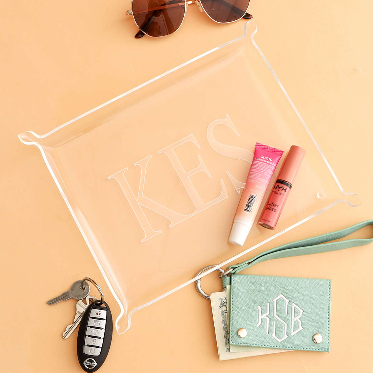 Clear Monogrammed Acrylic Tray - Marleylilly