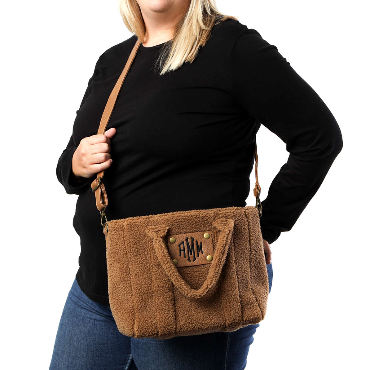 Personalized Sherpa Crossbody Tote