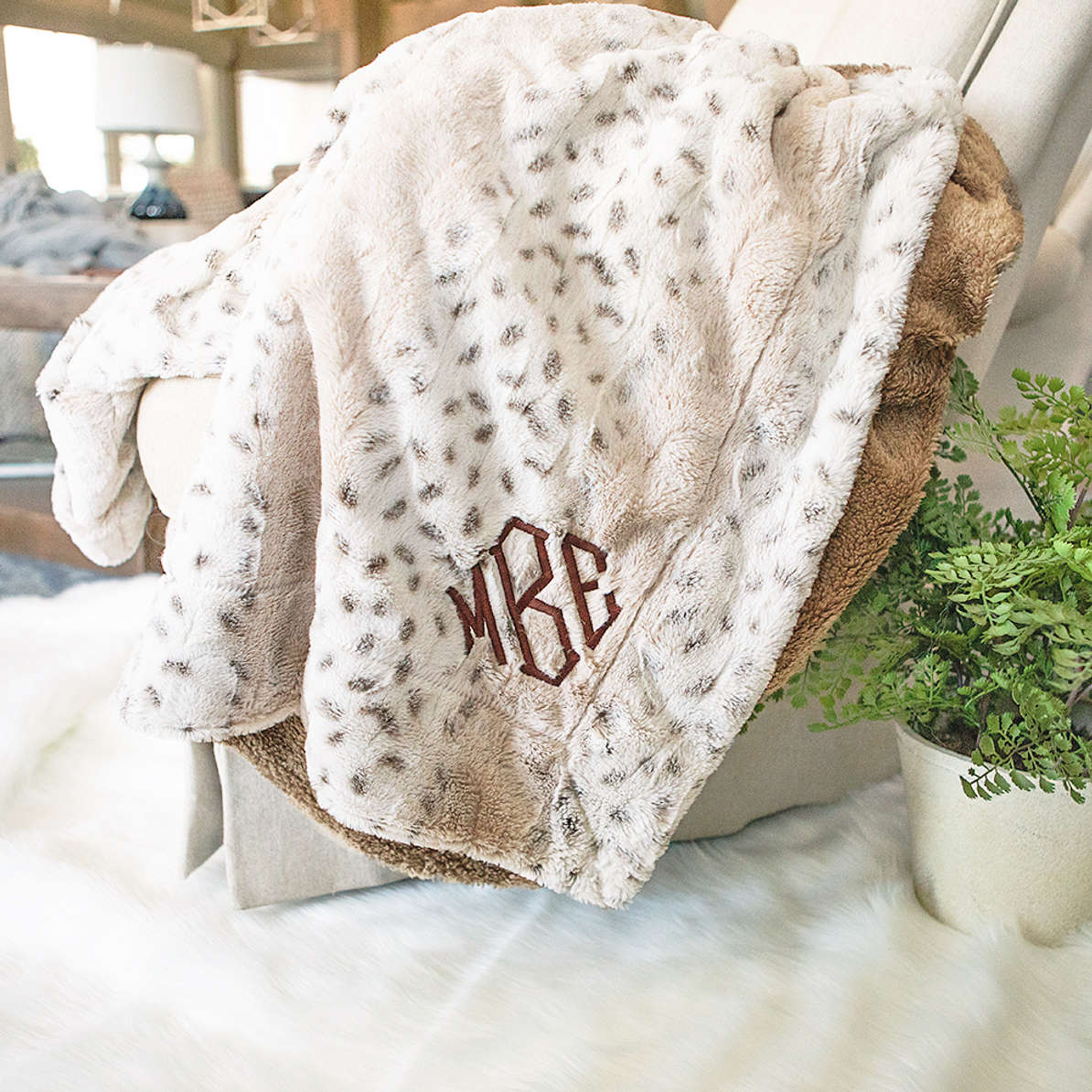 Monogrammed Fur Throw - Marleylilly