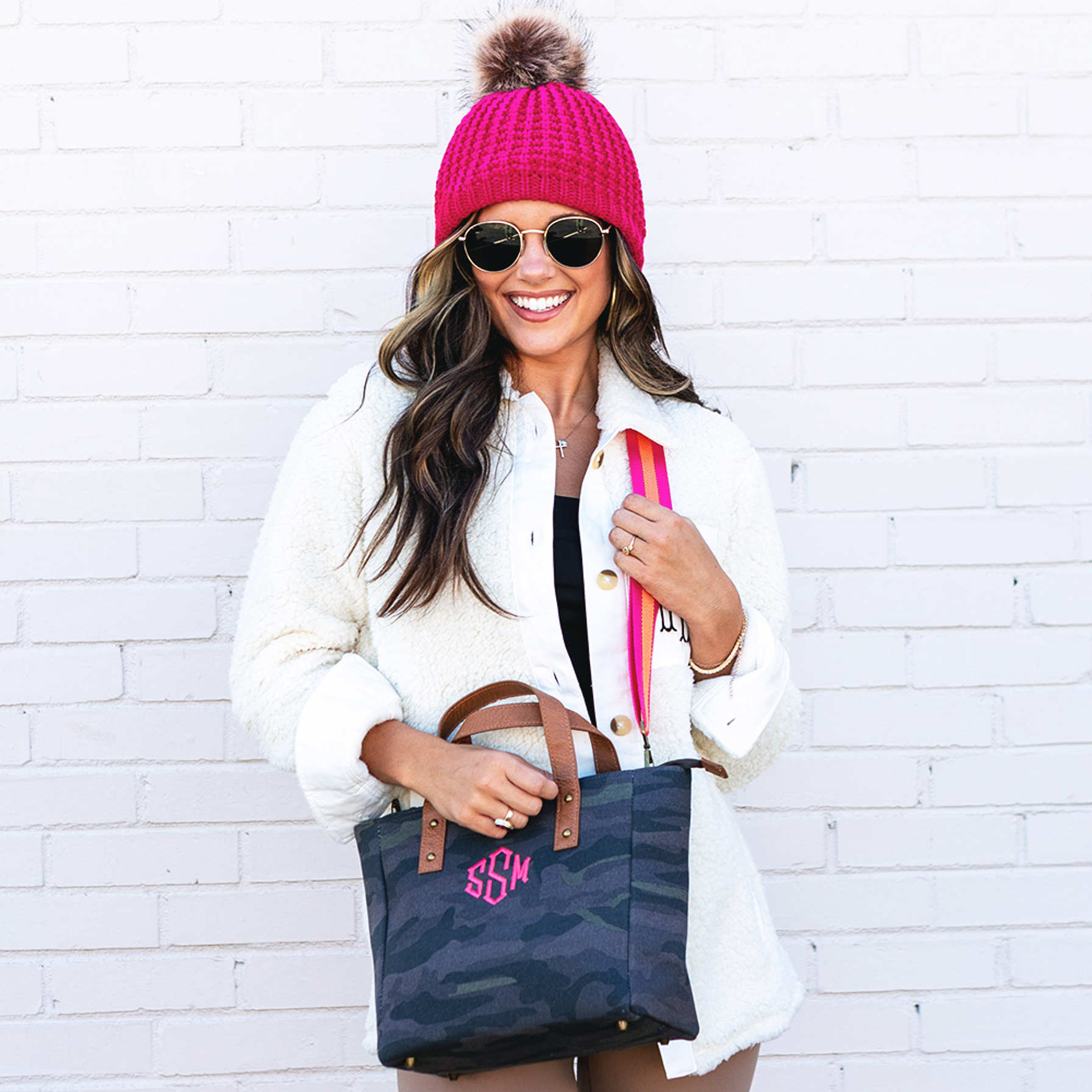 Knit Beanie with Faux Fur Pom-Pom - Marleylilly