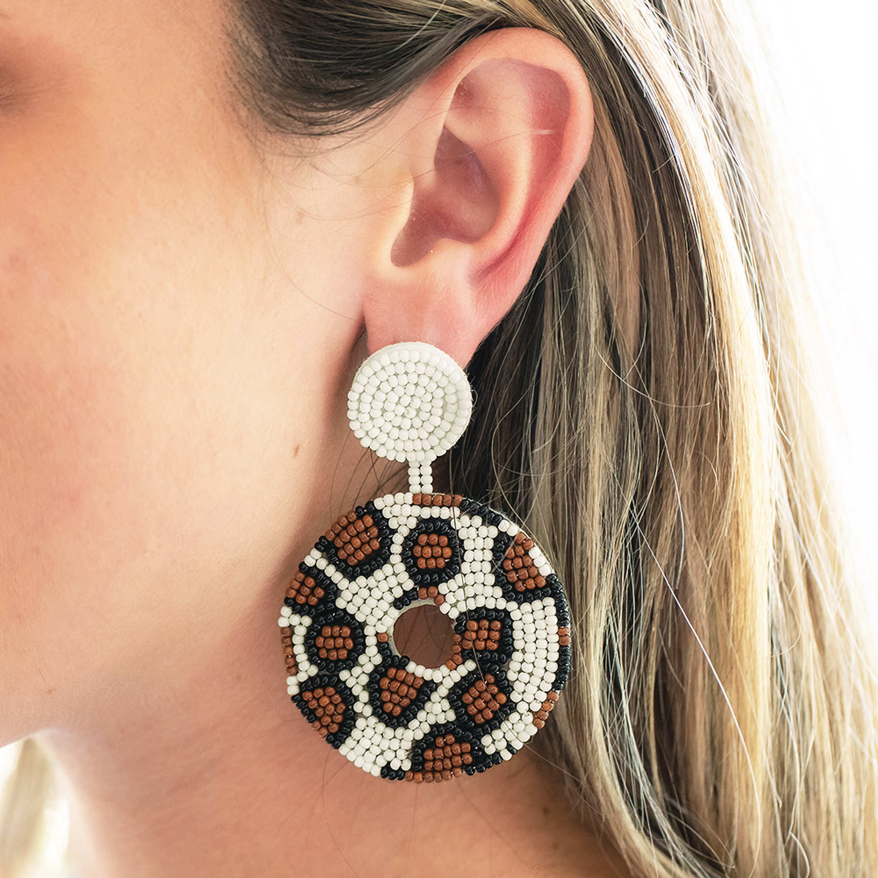 Beaded Leopard Print Earrings