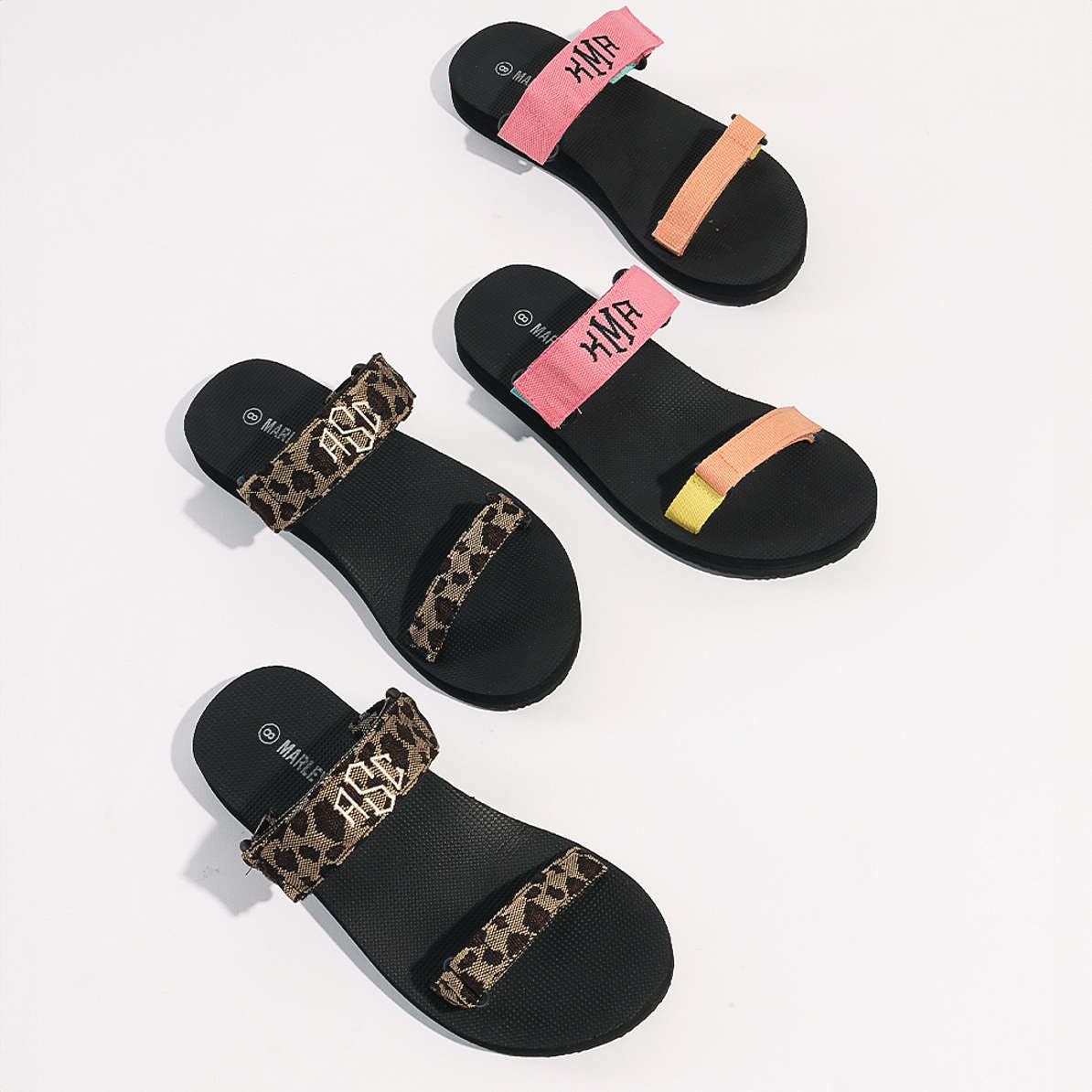 Monogrammed Summer Slides Sandals