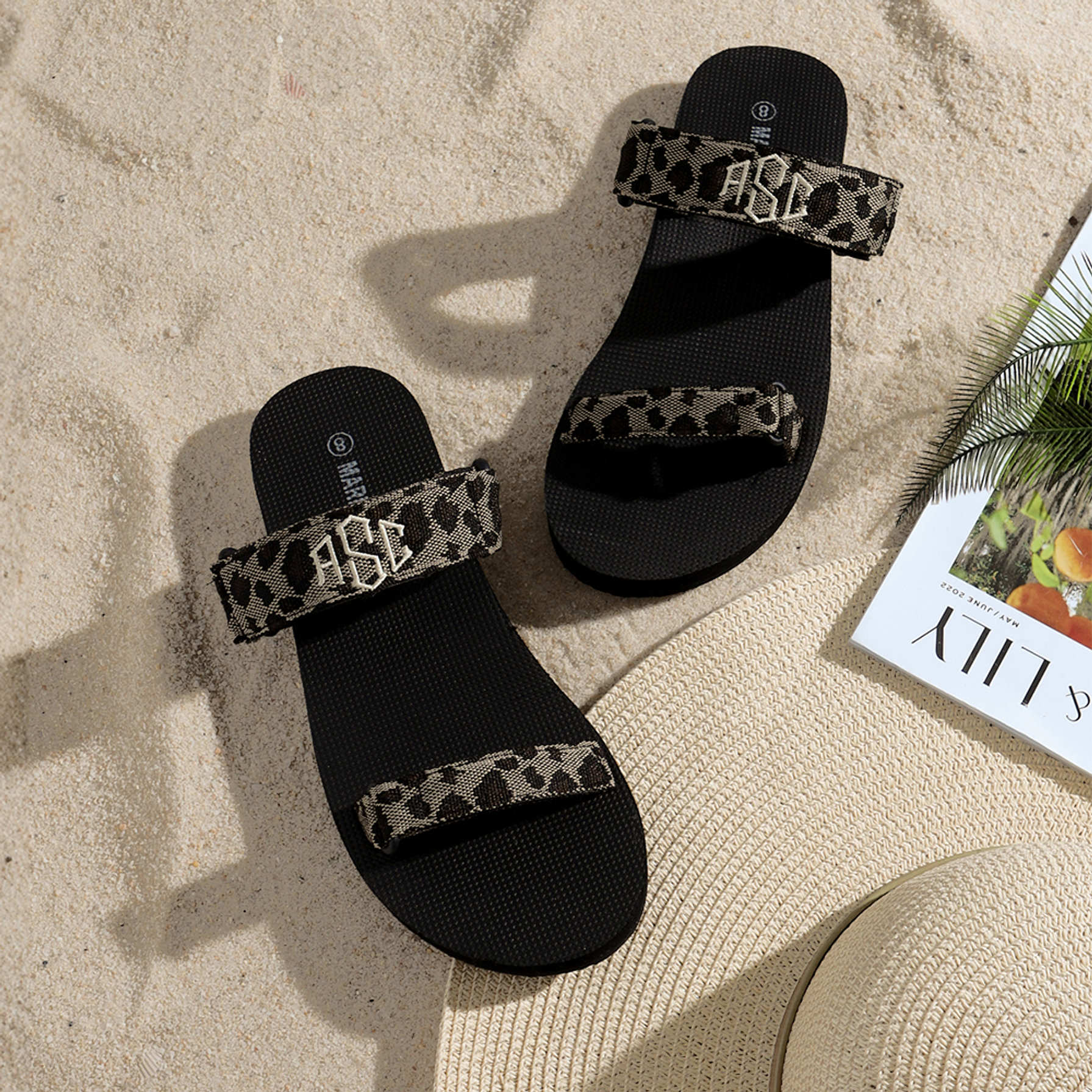 Monogrammed Summer Slides Sandals