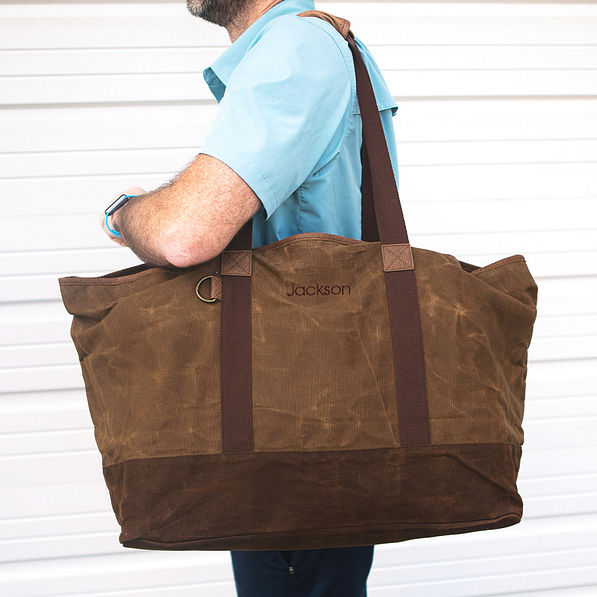 Men's Personalized Waxed Canvas Extra Large Tote Bag - Marleylilly