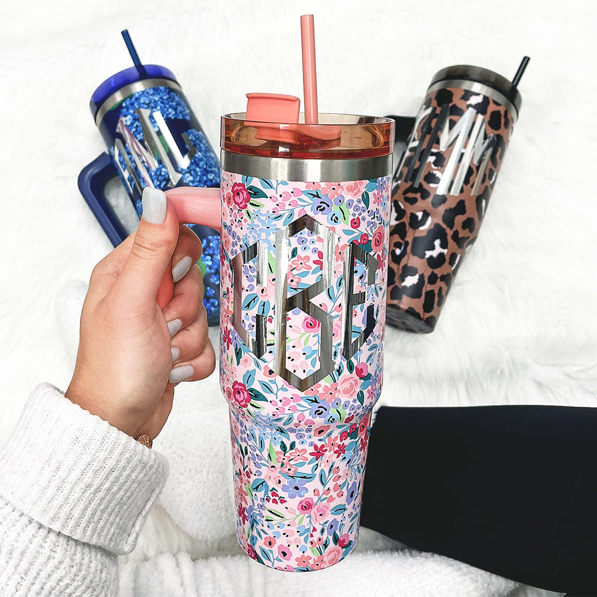 Personalized Insulated Tumbler with Handle - From Marleylily
